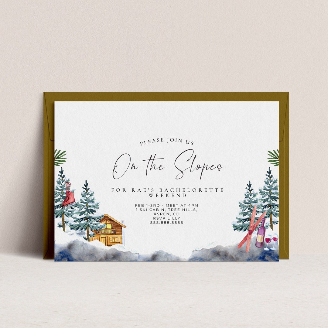 Ski Weekend Invitation -ski Party Invite, Ski Bachelorette Invitation ...