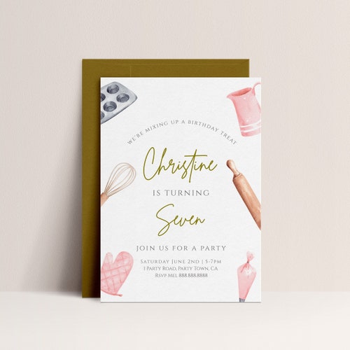 Editable Baking Birthday Party Invitation Kids Cooking - Etsy