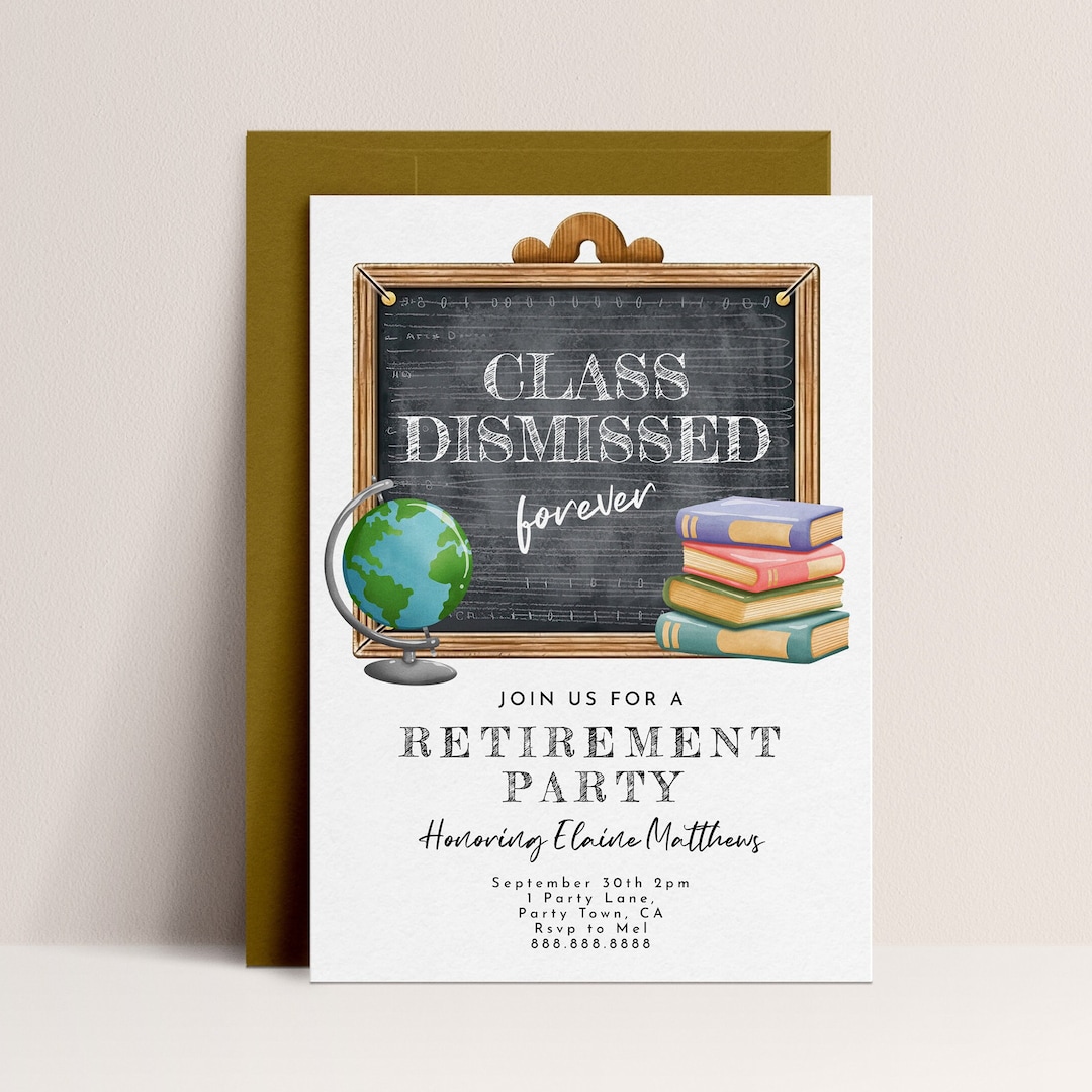 Teacher Retirement Party Invitation - Educator Invite, Retirement Party ...