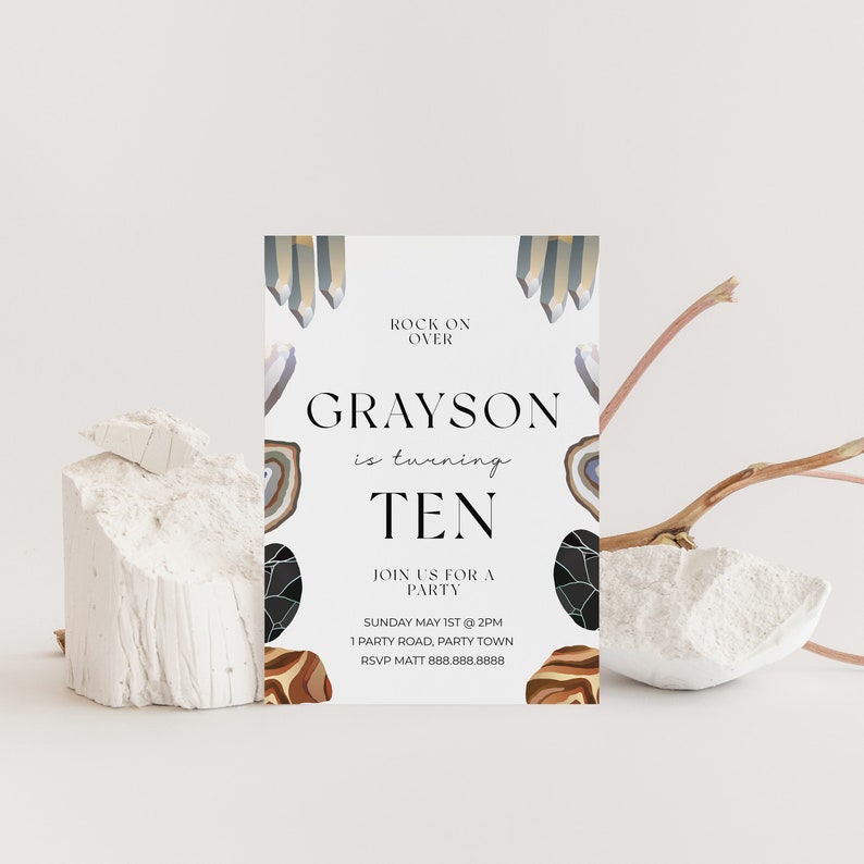 Rock Birthday Invitation Geology Invitation Geology - Etsy