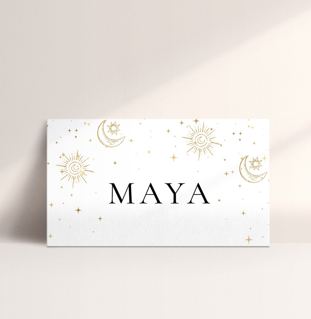 Celestial Wedding Place Name Card-moon Wedding Food Label, Moon Wedding ...