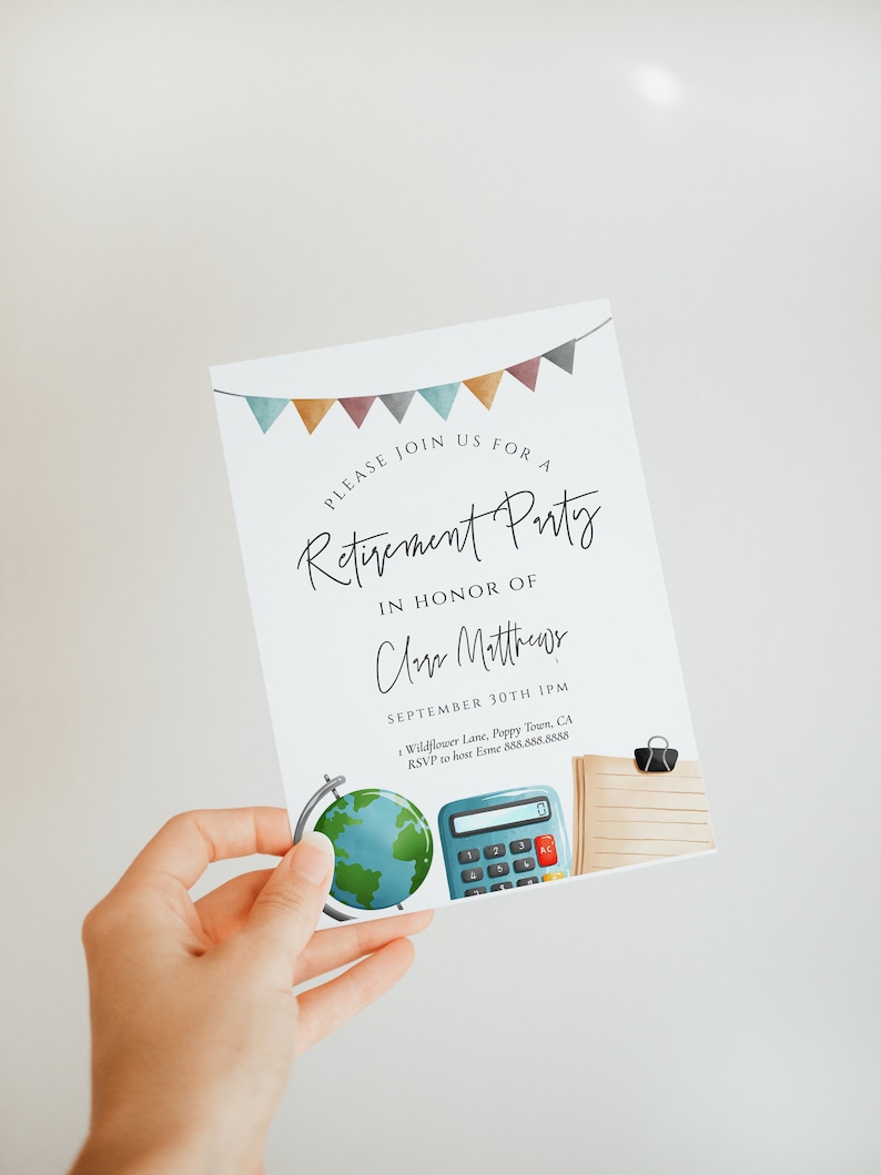Teacher Retirement Invitation - Educator Invite, Retirement Party ...
