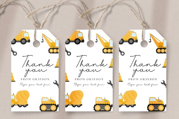 Construction Favor Tag Construction Trucks Favor Tag - Etsy