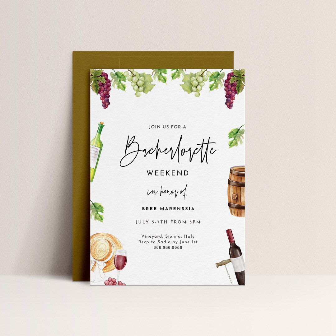 Wine Bachelorette Invitation - Wine Tasting Invitation, Wine Weekend ...