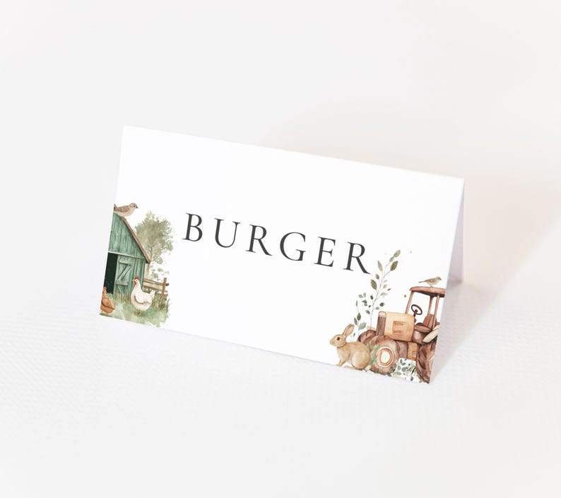 Farm Theme Food Card-farm Theme Food Tent, Food Label, Farm Animal Baby ...