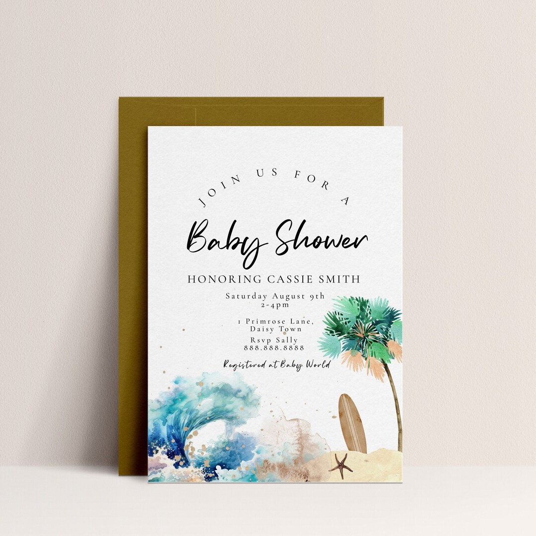 Beach Theme Baby Shower Invitation-ocean Theme Baby Shower Invitation ...