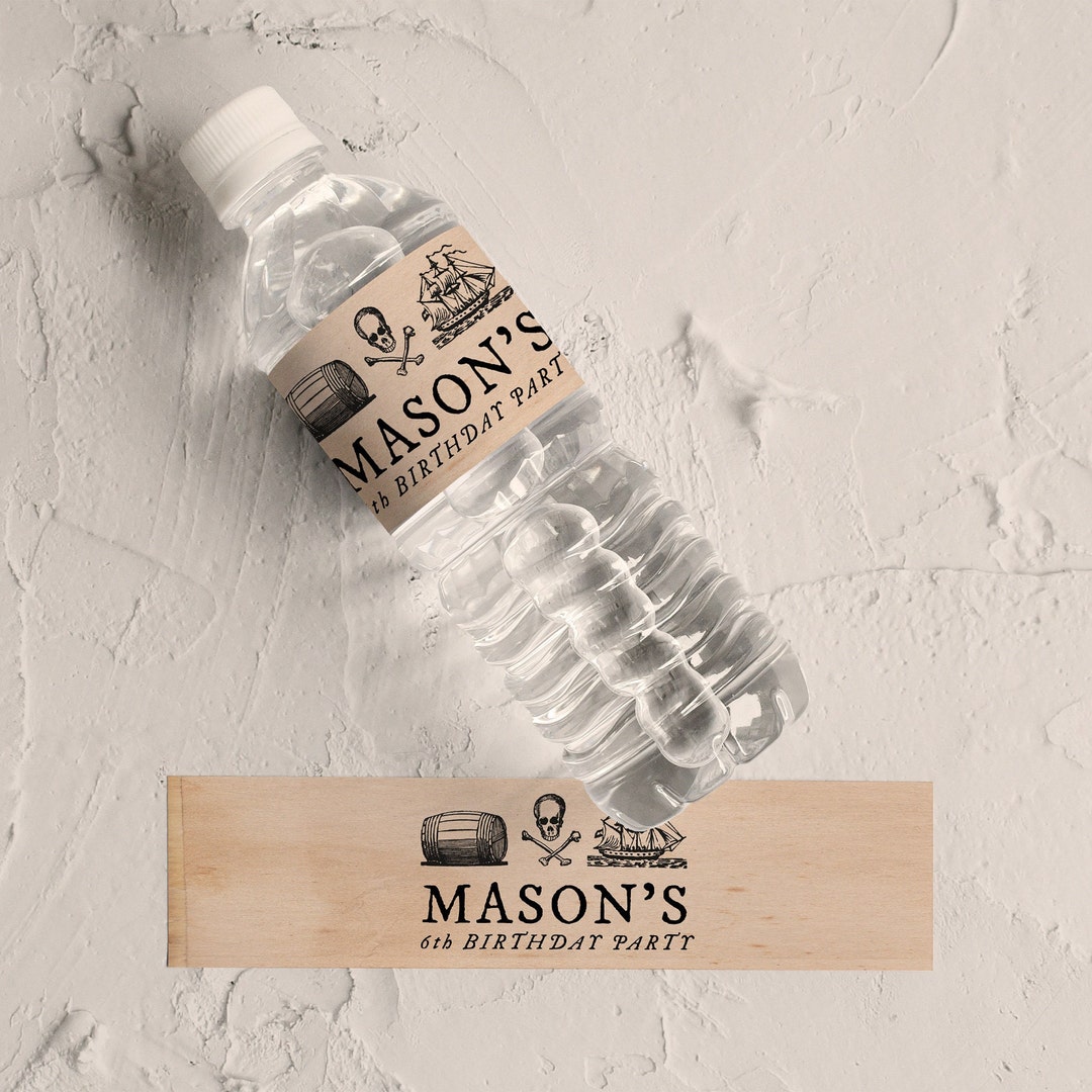 Pirate Water Bottle Labels - Pirate Bottle Label, Vintage Theme Pirate ...