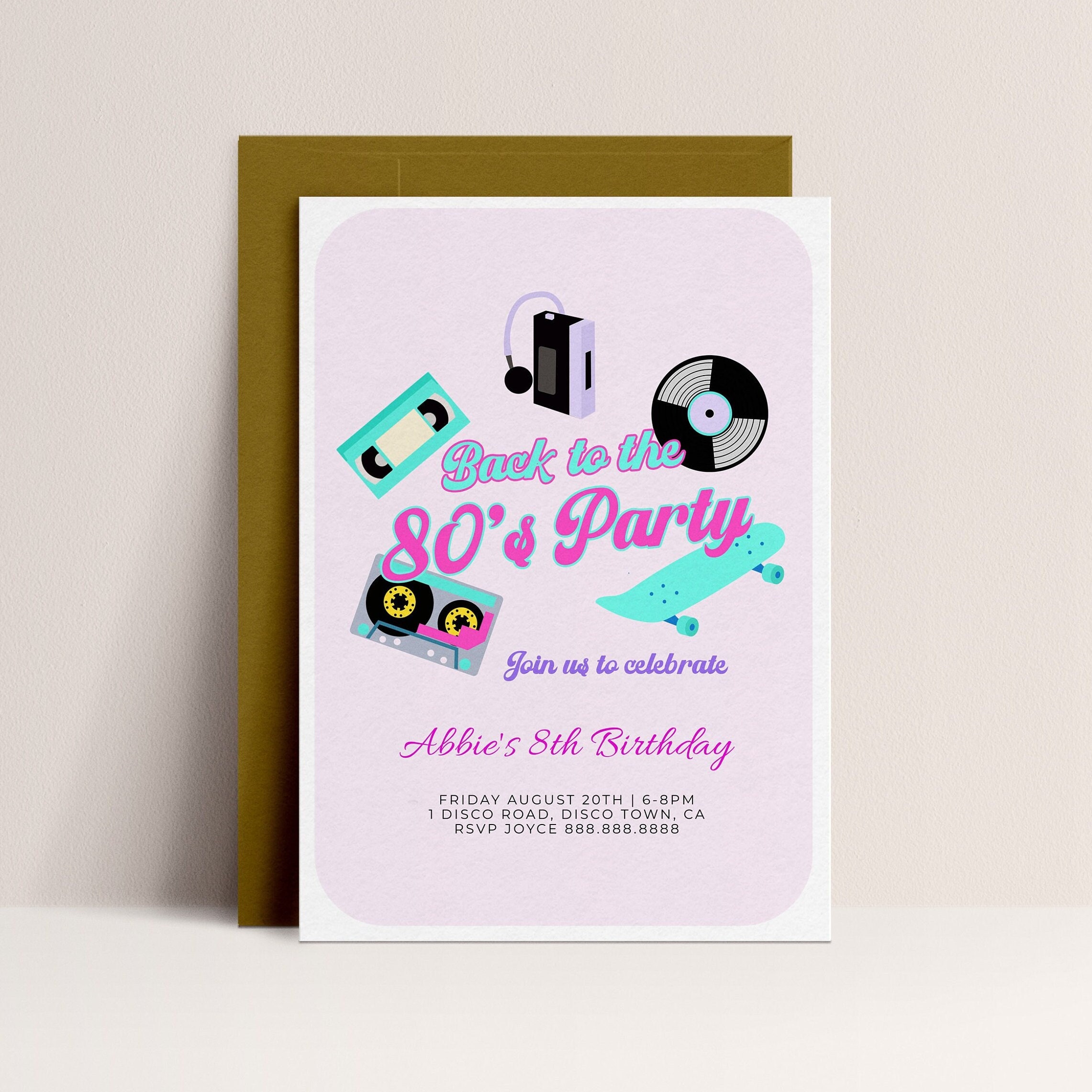 80's Party Invitation Template 80s Invitation Girl 80s - Etsy