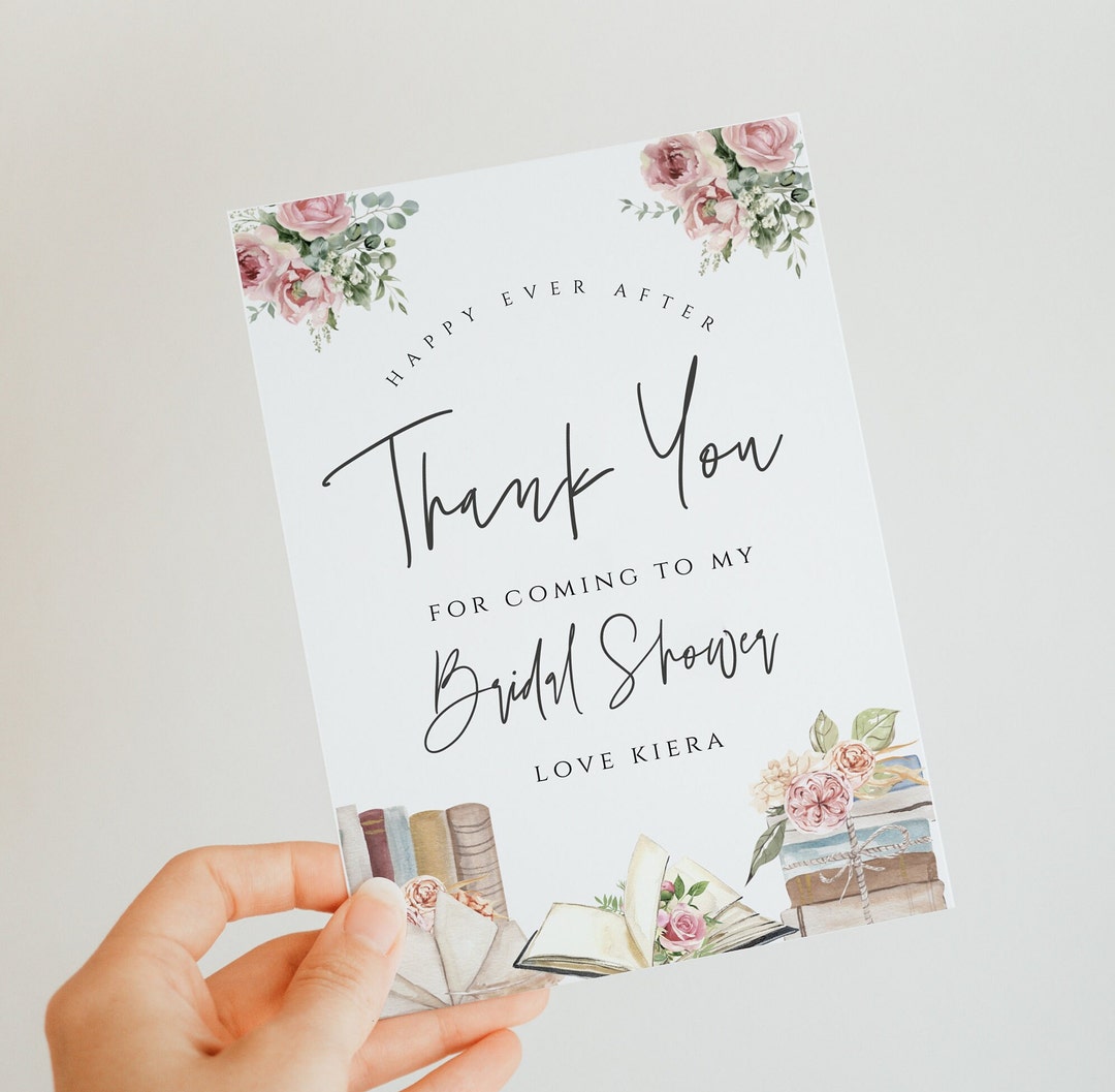 Book Thank You Card-book Theme Bridal Shower Thank You, Book Shower ...