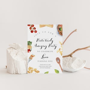 Pasta Birthday Invitation - Spaghetti Birthday Invitation, Italian ...