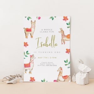 Llama Birthday Invite - Llama Invitation, Whole Llama Fun Template ...