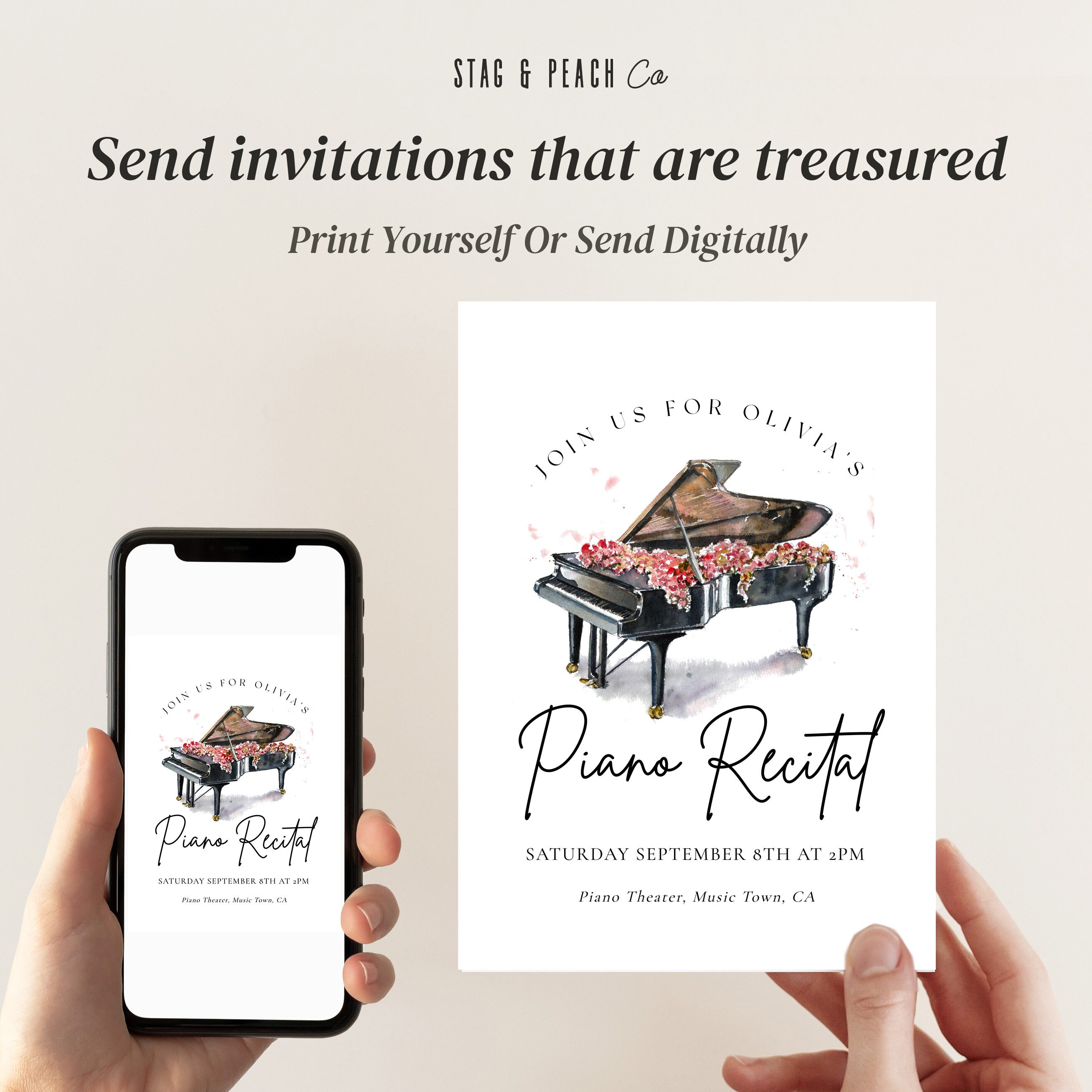 Piano Recital Invitation-piano Birthday Invitation, Musician Invitation ...