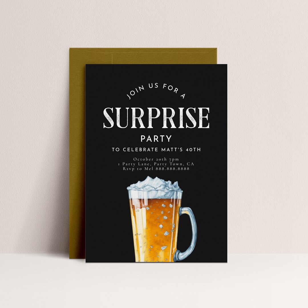 Beer Surprise Birthday Party Invitation -adult Birthday Invite, 30th ...