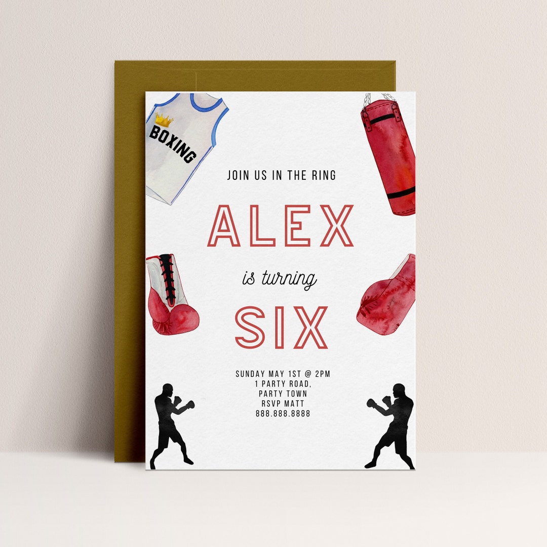 Boxing Invitation - Boxing Birthday Party Invitation, Boxing Party ...