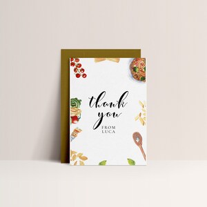 Pasta Birthday Thank You Card - Spaghetti Birthday, Italian Birthday ...