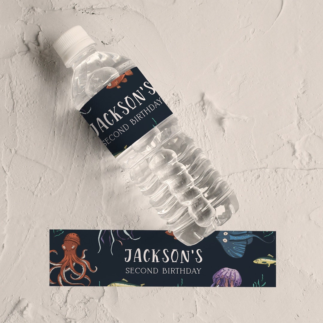 Under the Sea Water Bottle Labels - Boys Under the Sea Birthday Favors ...