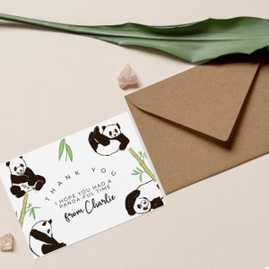 Panda Thank You Card Editable -panda Birthday Thank You Card, Panda ...
