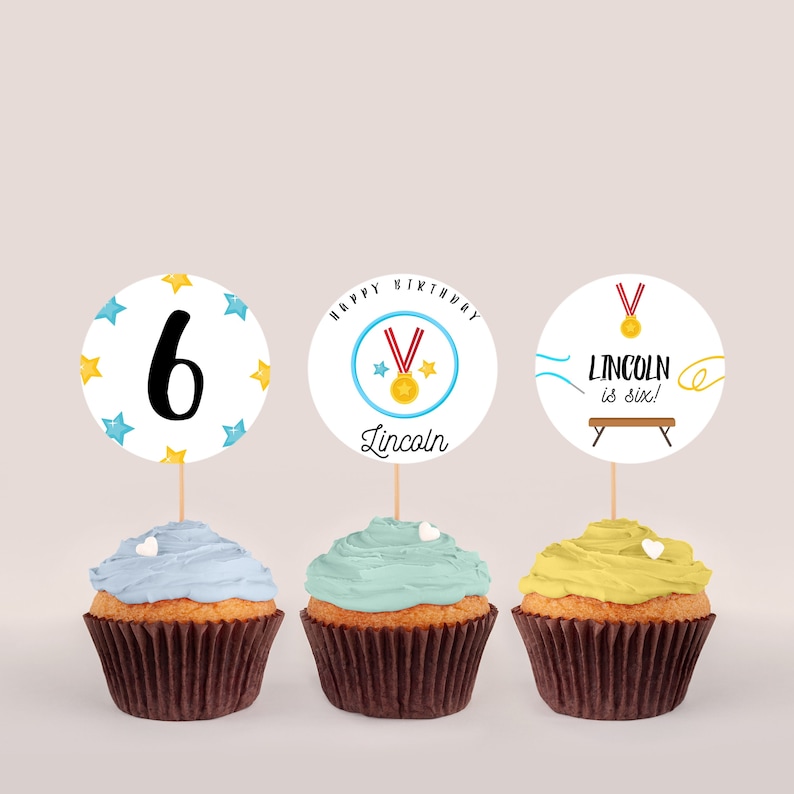 Boys Gymnastics Cupcake Toppers - Gymnastics Cake Topper, Gymnastics ...