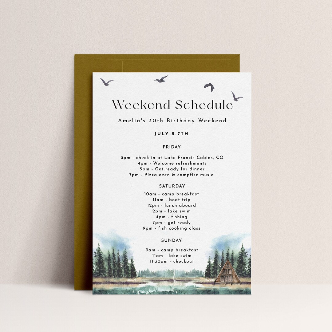 Lake Birthday Itinerary - Editable Lake Birthday Party Invitation, Lake ...