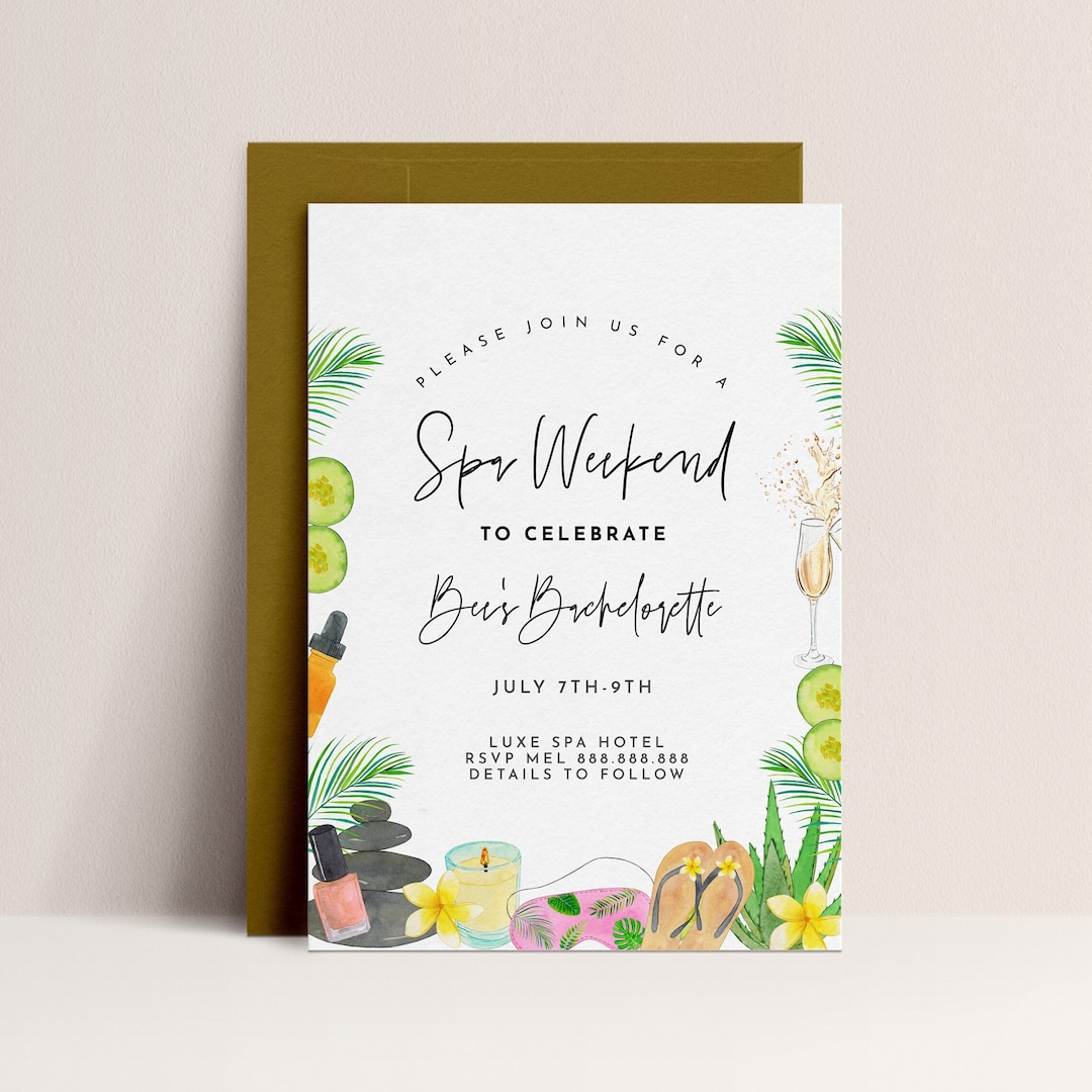 Spa Bachelorette Invitation Template-bachelorette Spa Invite, Weekend ...