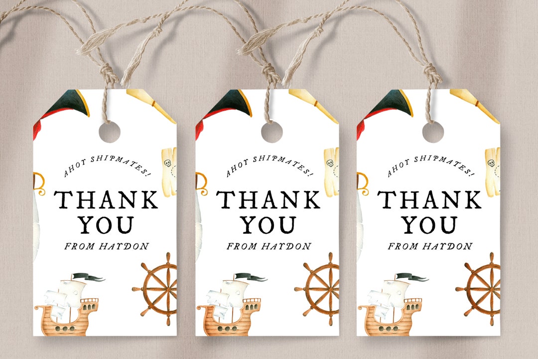 Pirate Favor Tags - Editable Pirate Gift Tag,pirate Birthday, Map, Boys ...
