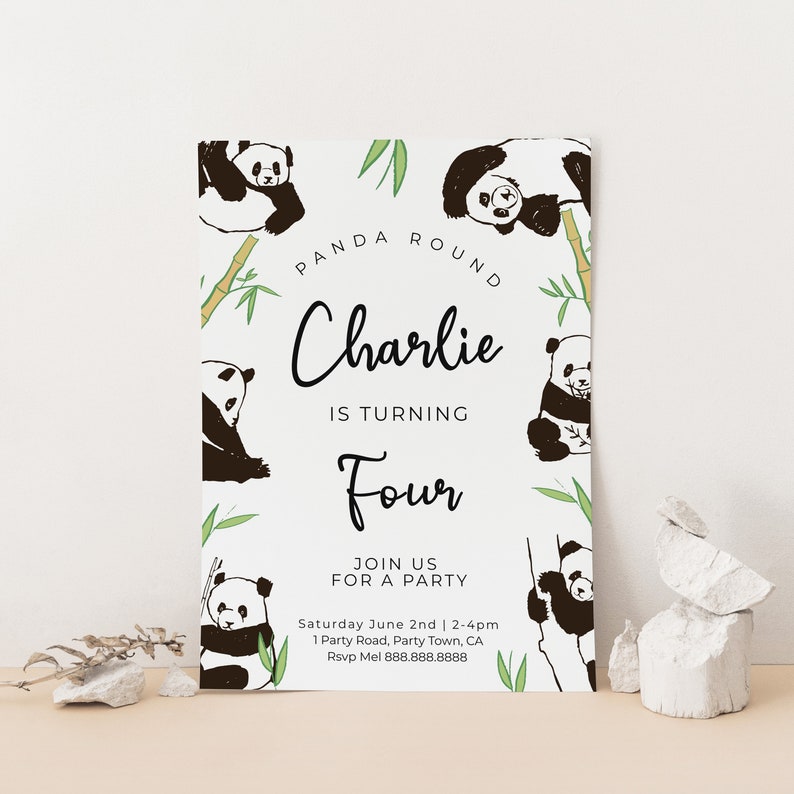 Panda Invitation panda Birthday Party Invitation Cute Panda - Etsy