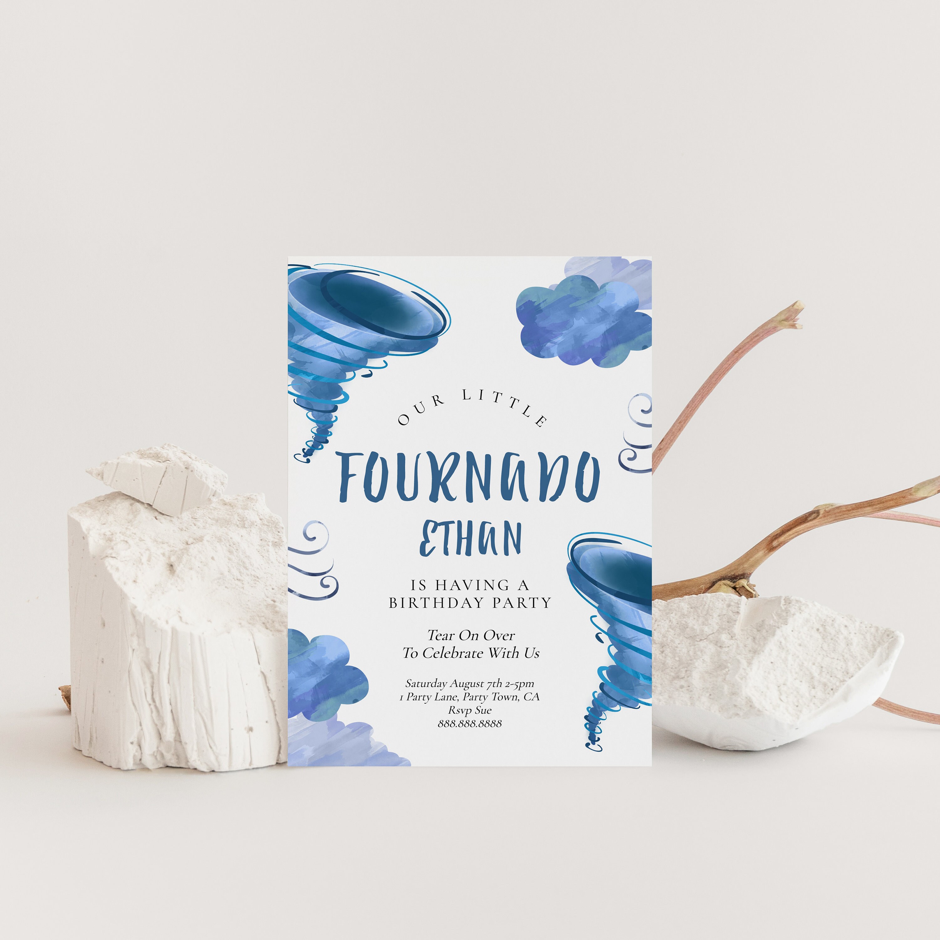 Fournado Birthday Invitation - Fourth Birthday Printable, Boys Birthday ...