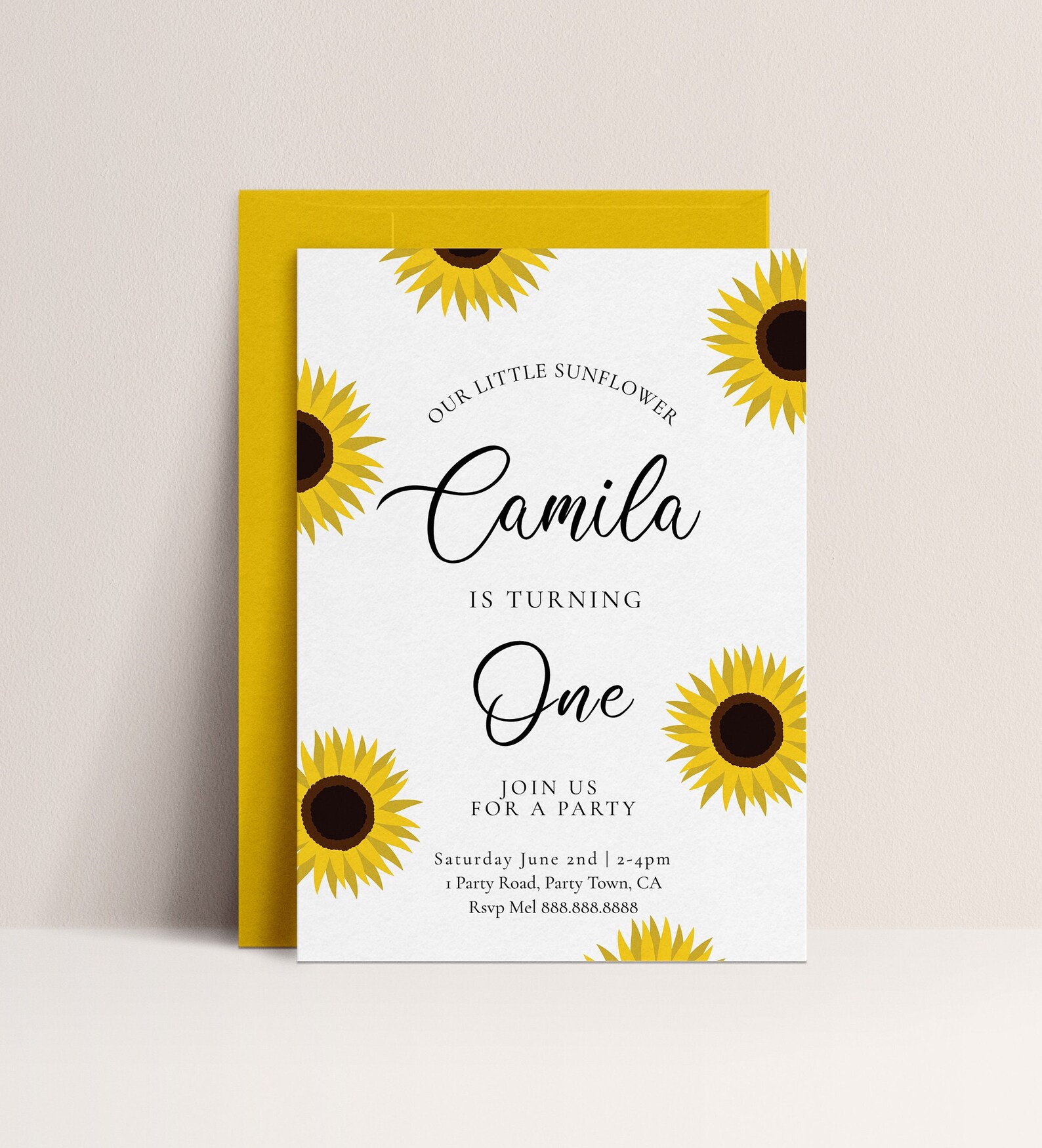 Sunflower Birthday Invitation-sunflower Birthday Party Invitation ...