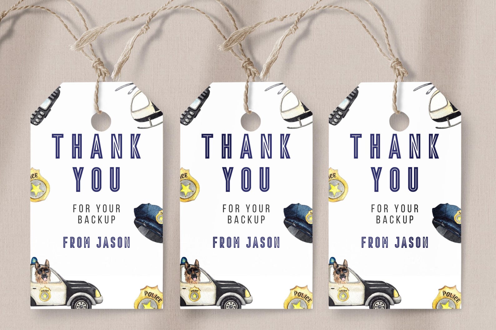 Police Favor Tags Download-police Birthday Party Decor, Police Car ...