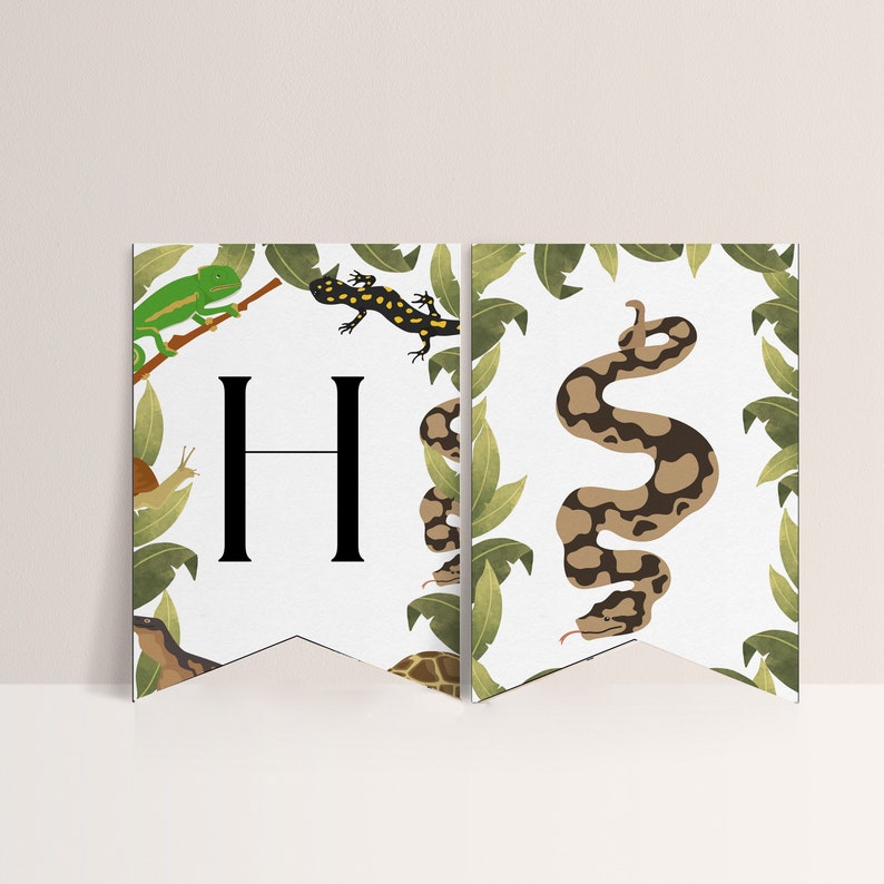 Reptile Birthday Banner - Editable Reptile Party Decorations, Reptile ...