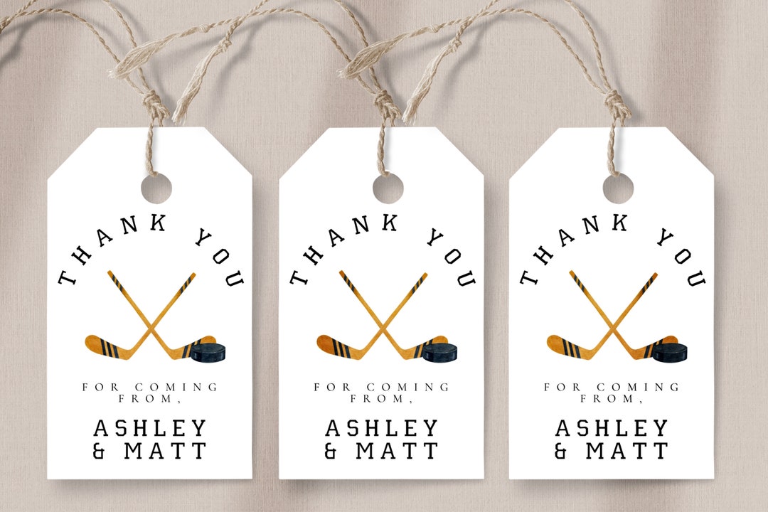 Hockey Favor Tags-hockey Thank You, Hockey Theme Baby Shower, Sports ...