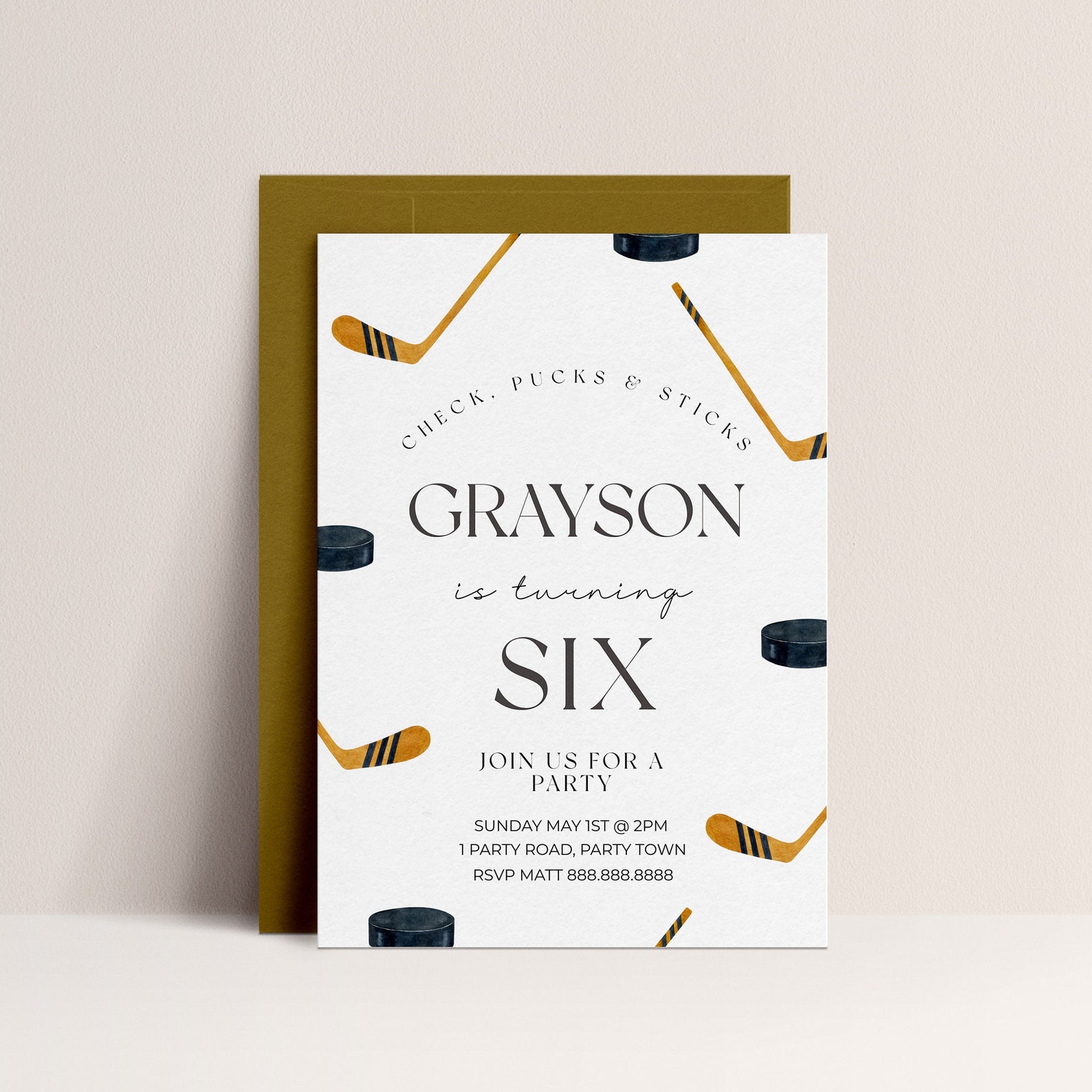 Hockey Birthday Invitation -hockey Birthday Party Invite, Hockey Invite ...