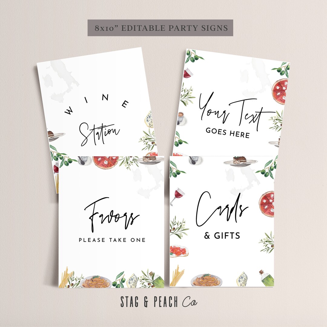 Italian Theme Signs - Italian Rehearsal Dinner Decor, Italian Bridal ...