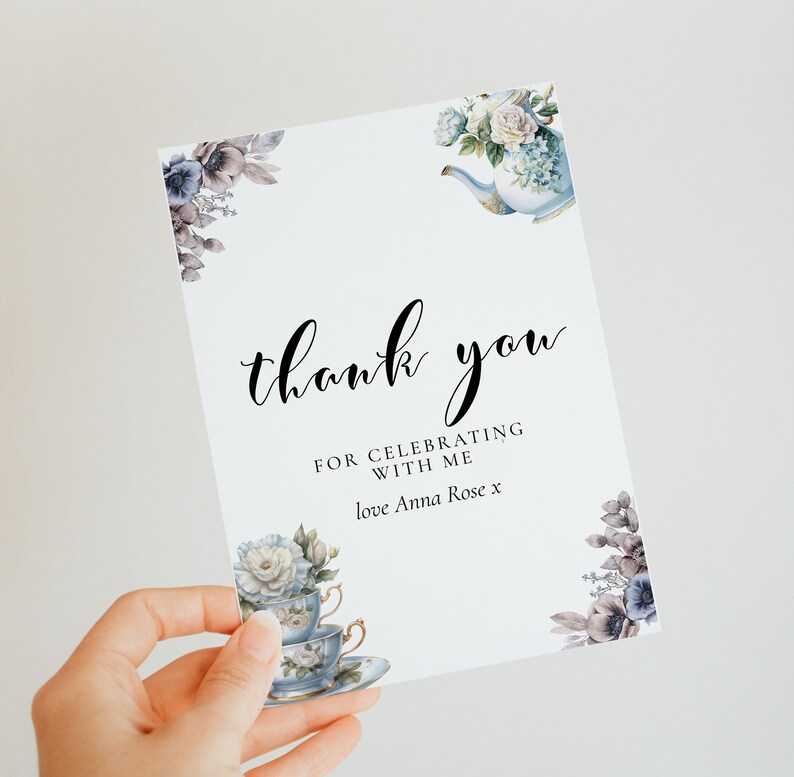 Tea Party Bridal Shower Thank You Card - Bridal Tea Party, Bridal ...
