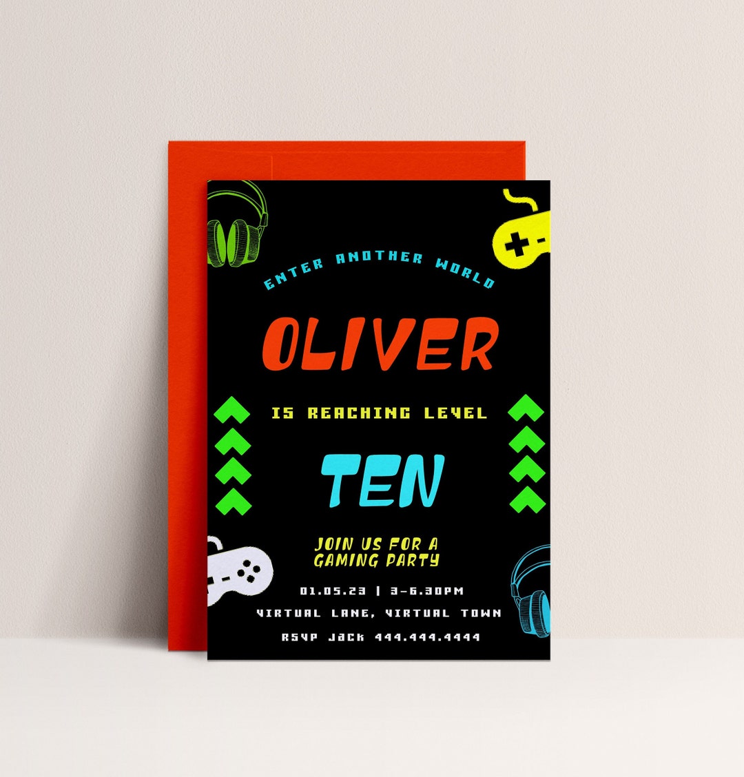 Gaming Birthday Invitations Boys -editable Gamer Birthday Invitation ...