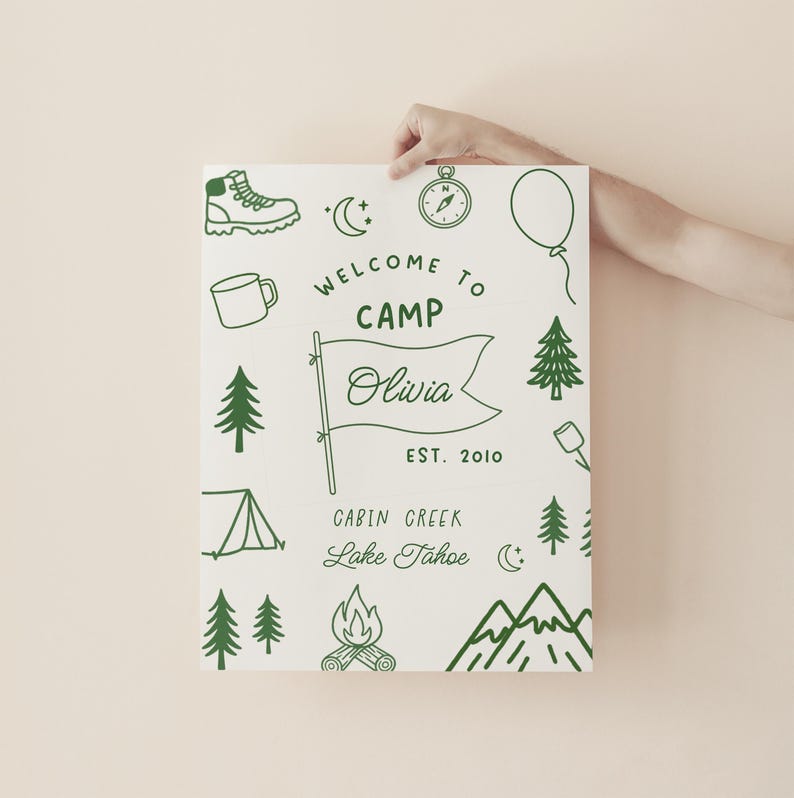Camp Welcome Sign Editable - Personalized Camp Banner With Name, Camp ...