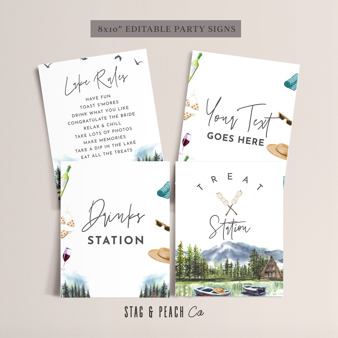 Lake Bachelorette Signs - Lake Birthday Signs, Lake Weekend Decor, Lake ...