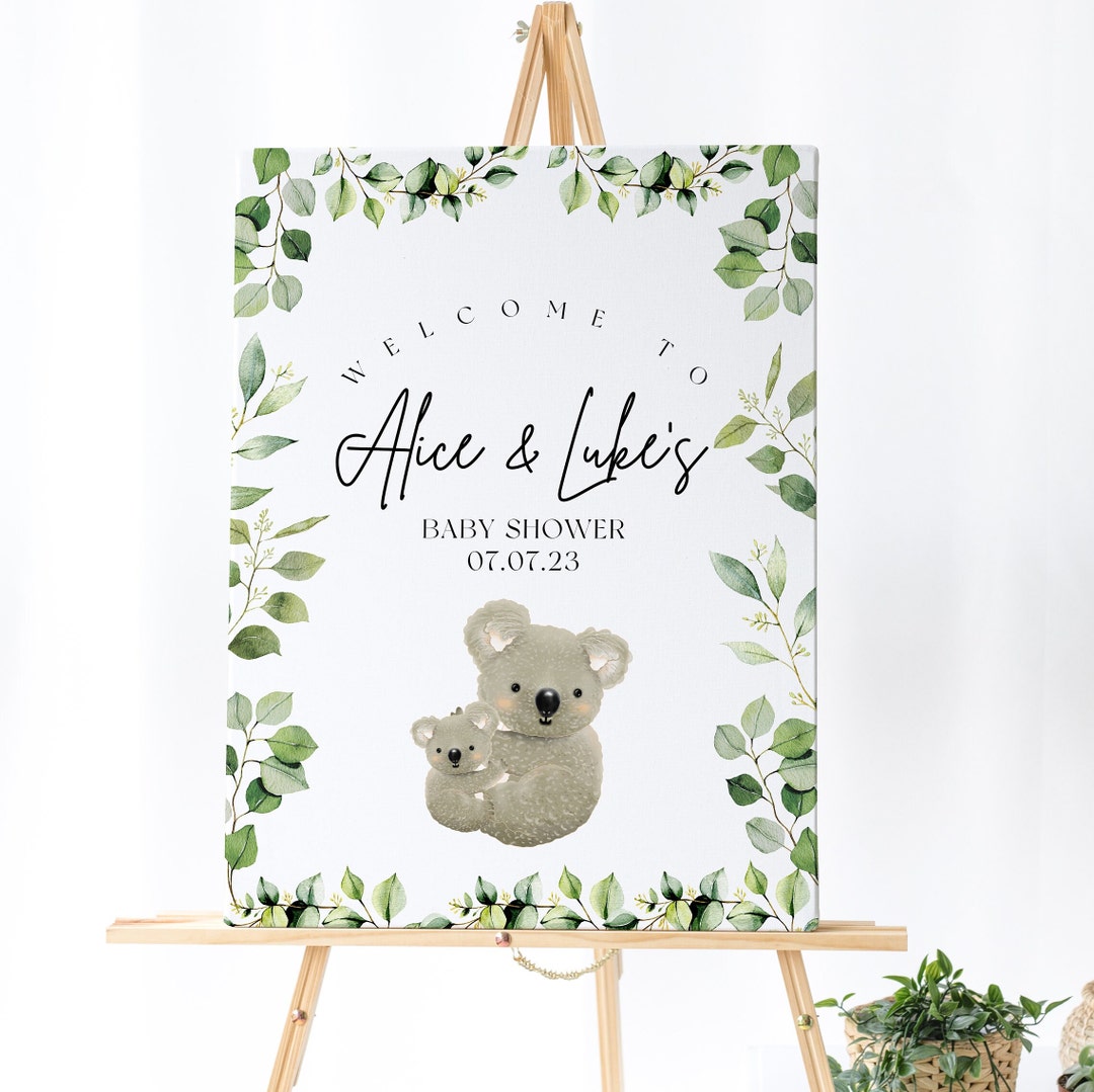 Koala Theme Baby Shower Welcome Sign -koala Welcome Sign, Koala Theme ...