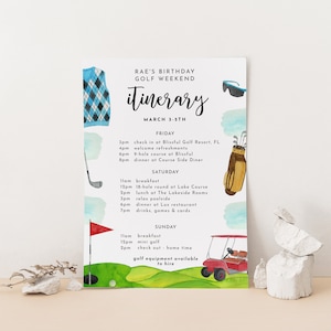 Golf Trip Planner Template - Editable Golf Itinerary, Golf Weekend ...