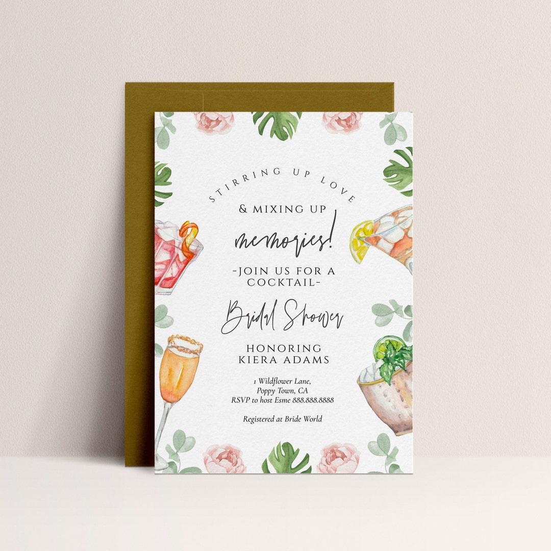 Cocktail Bridal Shower Invitation - Couples Shower Invite, Cocktail ...