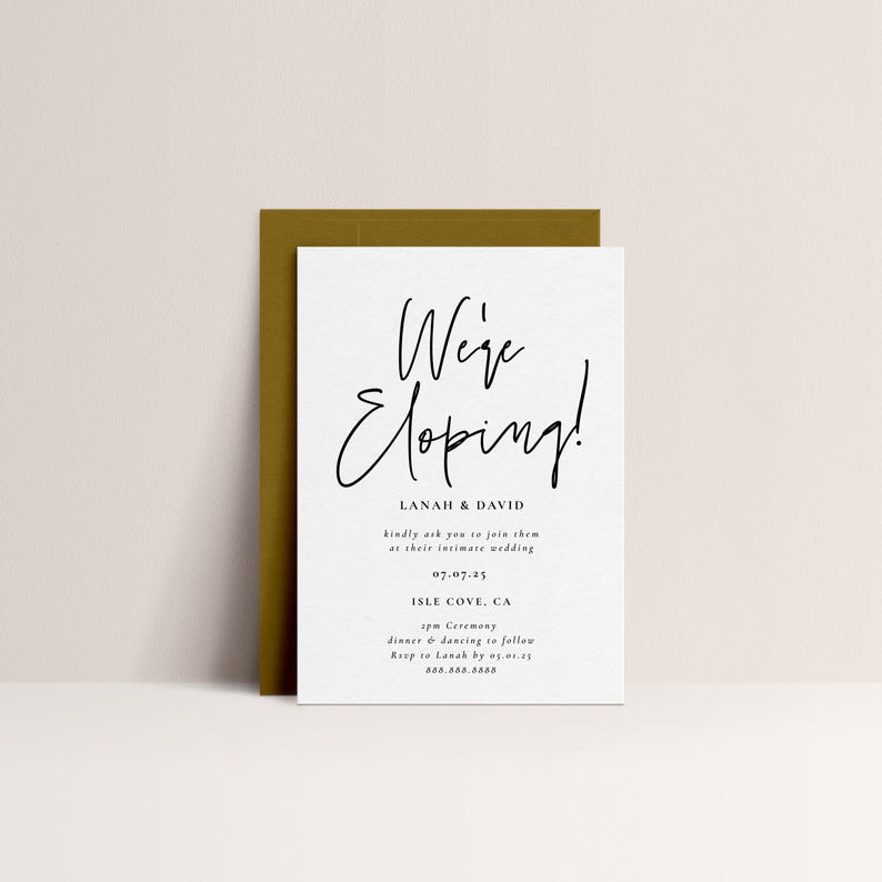 We're Eloping Invitation - Elopement Invitation Template, Elopement ...