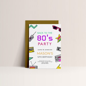 80s Birthday Favor Tag - 80s Birthday Decor, 80s Party Favors, Neon ...