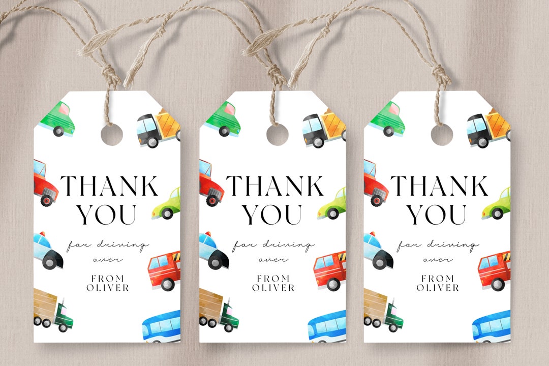 Transportation Favor Tag - Transportation Birthday Decor, Car Birthday ...