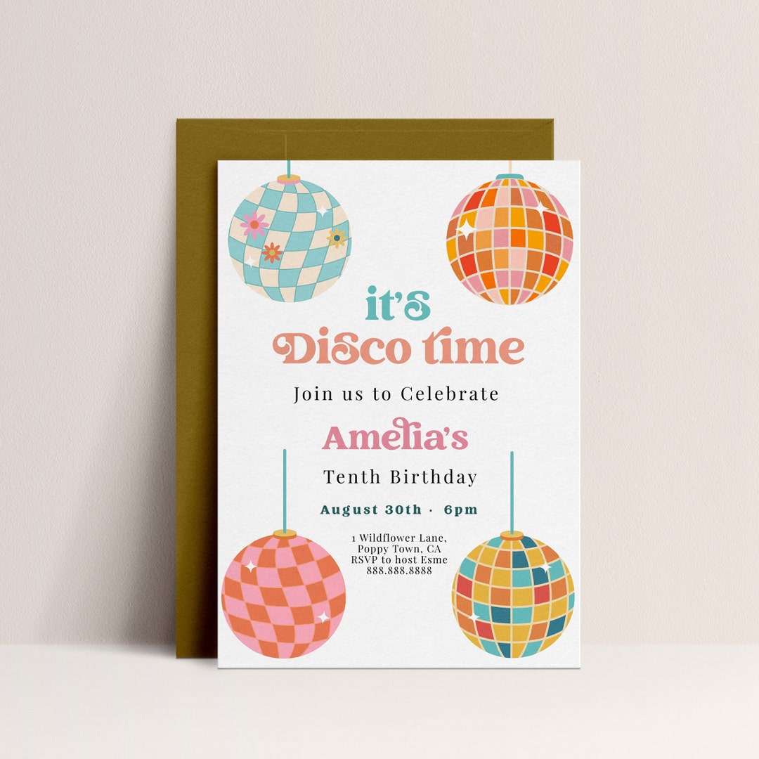 Disco Theme Invitation-disco Birthday Invitation, Retro Disco Invite ...