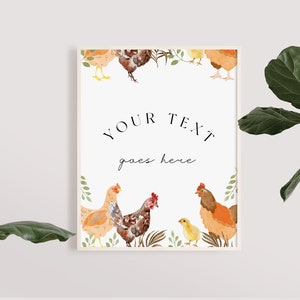 Chicken Birthday Signs 8x10" - Chicken Banner, Barnyard Birthday Banner ...