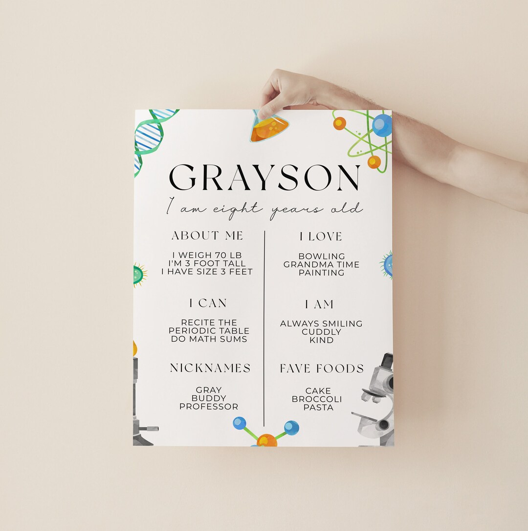 Science Birthday Milestone Board - Boys Science Party Decorations ...