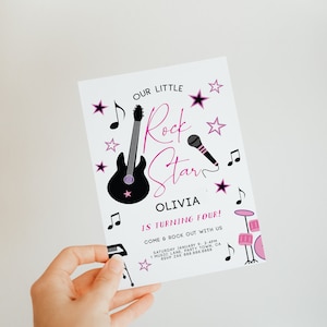 Editable Rock Birthday Invitation - Guitar Birthday Invitation, Star ...
