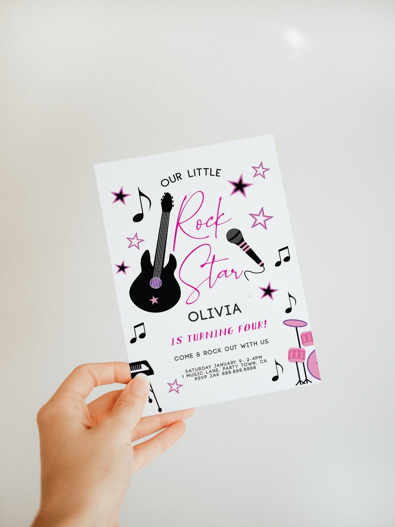 Editable Rock Birthday Invitation Guitar Birthday - Etsy