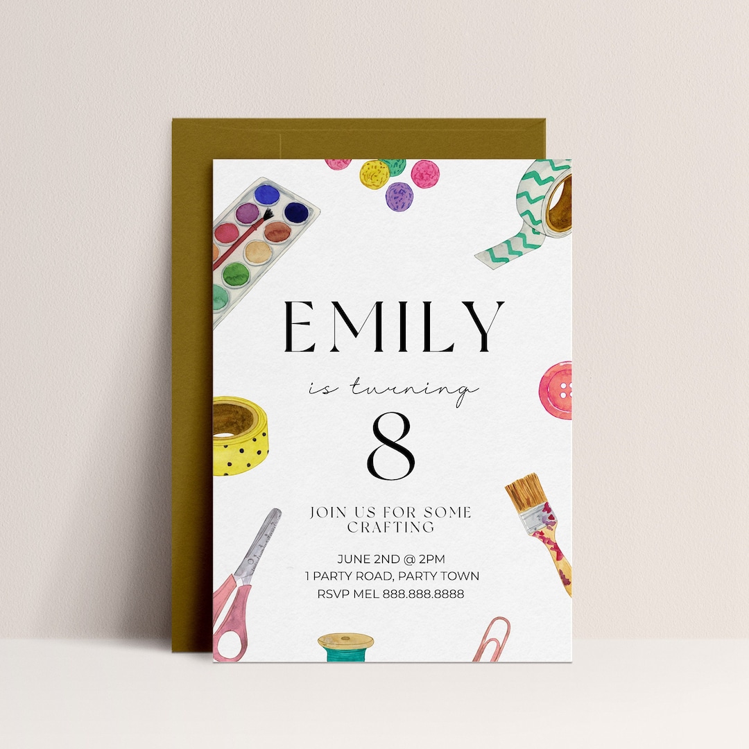 Craft Birthday Invitation-crafting Invitation, Painting Birthday ...