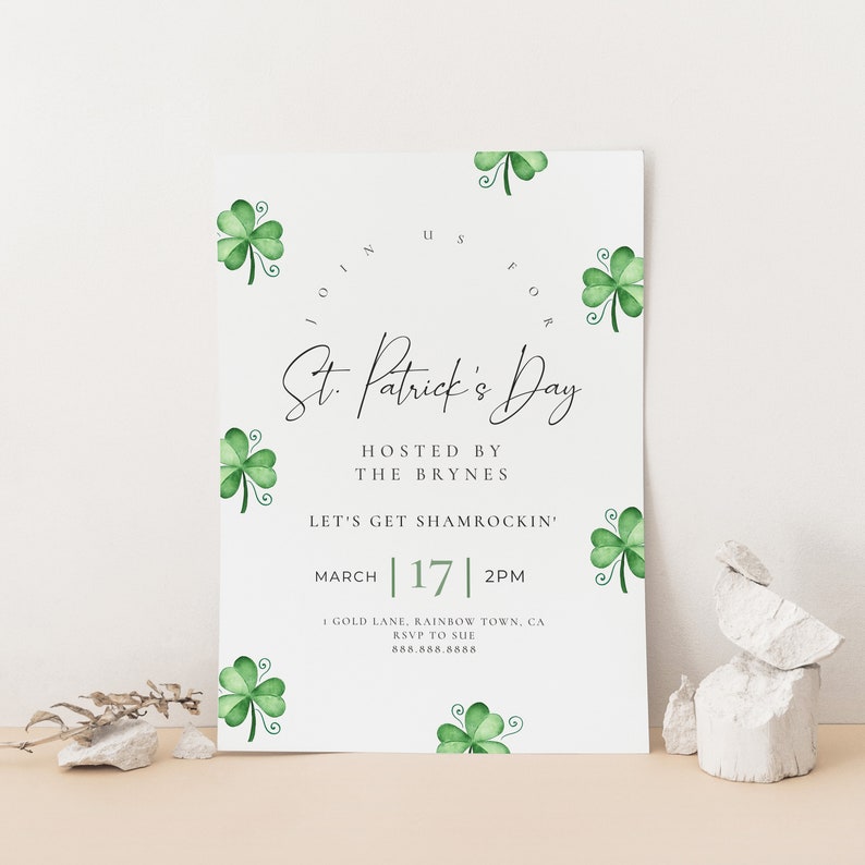 St. Patrick's Day Party Invitation -editable Saint Patricks Day Party ...